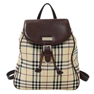 Burberry Sac &agrave; dos vintage en toile Pre-owned - Femme - Pre-owned - Beige - Taille: ONE Size