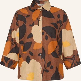 Cartoon Cartoon Bluse Mit Leinen Und 3/4-Arm braun