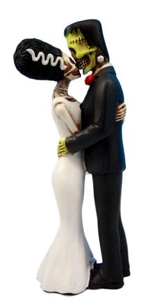 Ebros Gift Atlantic Sammlerstücke Day Of The Dead Hochzeit True Love Kiss Skelett Frankenstein Skull Braut und Bräutigam Paar Figur