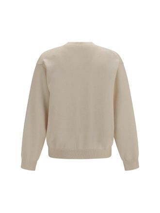 Kenzo Mens Paris Emblem Embroidered Wool And Cotton Sweater Off White