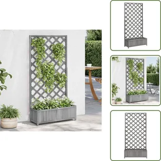 vidaXL The Living Store - Jardini&egrave;re avec treillis gris bois massif de sapin - Jardinier&egrave; - Pot De Fleurs - Plante Grimpante - Bac &agrave; Plantation - Bois Massif