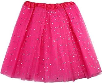 Generic Jupe Paillette Femme Short Sequin Jupe Tutu avec Paillettes Trois &Eacute;toiles pour Danse Adultes, Jupe Mesh pour Performance