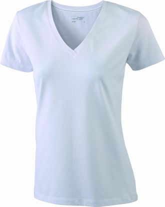 James & Nicholson Damen T-Shirt Stretch Vee Large white