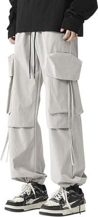 Generic Pantalon de surv&ecirc;tement respirant &agrave; coupe droite pour homme - Taille &eacute;lastique - L&eacute;ger et confortable, gris, XXL