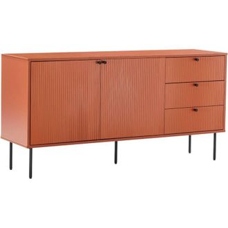 Oviala Buffet 2 portes et 3 tiroirs décor mélaminé 150 cm orange