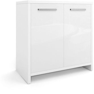 Vicco Meuble sous vasque simple Kiko, Blanc Haute brillance, 58 x 60 cm