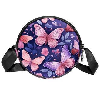 Generic Petit sac &agrave; bandouli&egrave;re circulaire pour femme, petit sac &agrave; bandouli&egrave;re avec fermeture &eacute;clair, bretelles r&eacute;glables, sac &agrave; main rond d&eacute;contract&eacute; pour fe