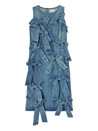 Ganni robe mi-longue &agrave; encolure ronde - Bleu