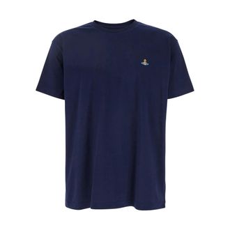 Vivienne Westwood Crewneck T-Shirt mit Orb-Logo - - Tops - Herren - Blau - XL