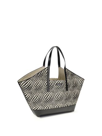 Marni Womens Raffia Effect Fabric Tote Bag Black Polyamide; Polyester Shoulder