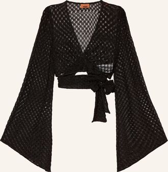 Missoni Cropped-Wickelbluse Mit Glitzergarn schwarz