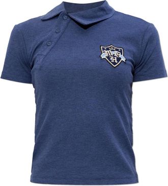 Misbhv Misbhv, Femme, Tops, Bleu, Taille: 40 FR Polo &agrave; D&eacute;tails Appliqu&eacute;s