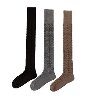 Generic Chaussettes montantes dhiver en tricot pour femme - Jambi&egrave;res dhiver en polaire arctique, 3 pi&egrave;ces - B, Taille unique