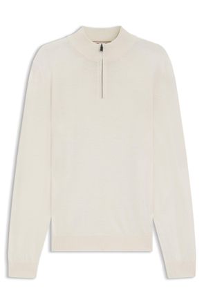 BOSS Herren Ebenji Pullover aus Schurwolle mit Troyerkragen Wei&szlig; XL