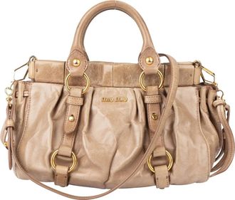 Miu Miu Crossbody Bags - Miu Miu Leather City Handbag - Gr. unisize - in Beige - f&uuml;r Damen