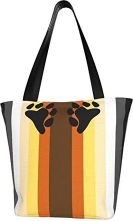 AOOEDM Lgbt Bear Pride Flag Sac fourre-tout r&eacute;utilisable Femmes Sac &agrave; main d&eacute;contract&eacute; Sacs &agrave; bandouli&egrave;re pour faire les courses &Eacute;picerie Voyage &agrave; lext&eacute;rieur