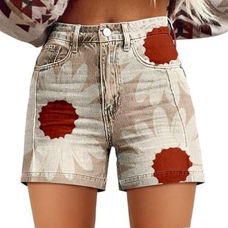 Generico Pantalon en jean court dété pour femme, short en denim doux, élastique, jeans courts et secs, élégant, décontracté, confortable, grande taille, bermud