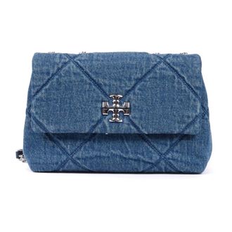 Tory Burch Femme, Sacs, Bleu, Taille: ONE Size Petit sac bandouli&egrave;re Kira matelass&eacute; en denim &agrave; losanges
