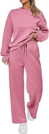 Generic Surv&ecirc;tement d&eacute;contract&eacute; pour femme - Sans capuche - Manches longues - Confortable - Sweatshirts et pantalons de jogging - Surv&ecirc;tement de sport - 2 pi&egrave;