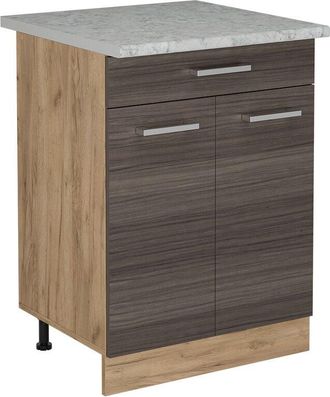 Vicco Meuble cuisine R-Line, Gris noble, 60cm PT Marbre, Vicco