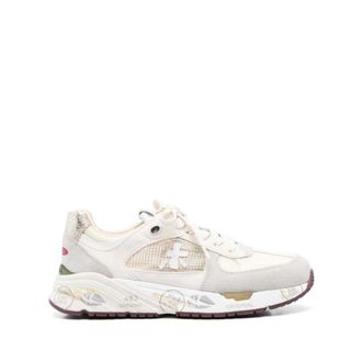 Premiata Femme, Chaussures, Beige, Taille: 40 EU Baskets &Eacute;cru avec Logo Patch