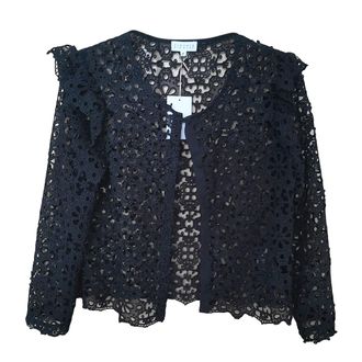 Claudie Pierlot Black Lace Ruffle Jacket Size XS