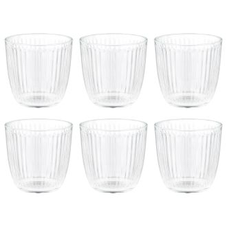 Butlers 6er Set Trinkglas 290ml Glas LINEE | stilvolles Rillen-Trinkglas | vielseitiges Wasserglas | für Säfte, Limonaden und Cocktails