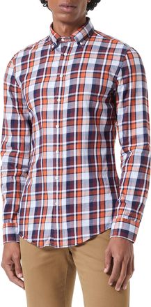 Seidensticker Herren Business Hemd - B&uuml;gelfreies Hemd mit figurbetonten Schnitt - Slim Fit - Langarm - Kent-Kragen - 100% Baumwolle, Orange, 42