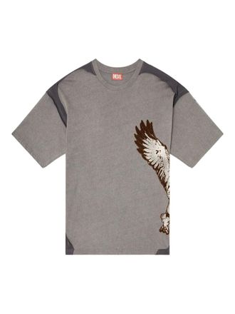 Diesel t-shirt T-BOXT-PEELOFF à imprimé aigle - Gris