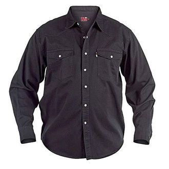 Duke London Chemise de camionneur/western en jean d&eacute;lav&eacute; &laquo; stone washed &raquo; Manches longues - Noir - XXXX-Large