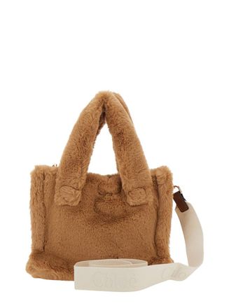 Chlo&eacute; Fuzzy Teddy Crossbody Bag - Beige