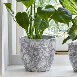 Ivyline Pflanzgef&auml;&szlig;, Keramik, Vintage-Grau, 17 x 17 cm