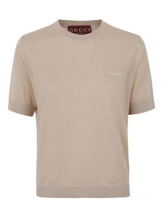 Gucci Top mit Logo - Nude