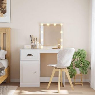 vidaXL Coiffeuse avec lumi&egrave;res led blanc 90x42x132,5 cm