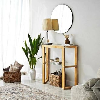 Dmora Konsole Euphoria 85x31x85h cm Braun, 1 Regal, 2 Fächer