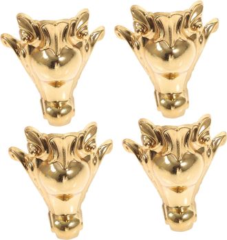 Valiclud 4 Stück Holzbox Eckenschutz Vintage Schmuckkisten Eckschutz Füße Goldfarbene Runde Dekorative Möbelbeschläge für Kisten und Truhen Robust und Rostfrei