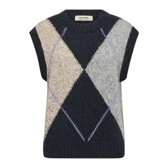 Mos Mosh MOS Mosh, Femme, Pulls, Bleu, Taille: 44 FR Pull col rond MMGanna &agrave; motif
