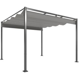 OUTSUNNY Pergola de jardin - Outsunny - 3 x 3 m - r&eacute;tractable coulissante - fixation magn&eacute;tique - auvent de protection solaire, UPF30+ - gris