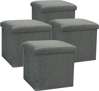 Com-Four 4X Faltbarer Hocker - Sitzhocker mit Stauraum - Aufbewahrungsbox zum Sitzen - 40 L
