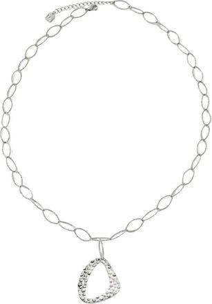 Dansk Copenhagen Ragna Waterproof Silver Stainless Steel Long Minimalistic Necklace - Hammered Finish - - Accessories - Damen - Grau - ONE SIZE