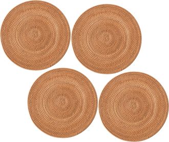 TOPBATHY 4 St&uuml;ck Runde Rattan Untersetzer Handgefertigt Gewebt Tischset Rattan Matten F&uuml;r Den Tisch Tassenuntersetzer F&uuml;r Den Tisch Handgefertigte Tassenmatte
