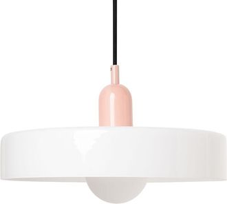 Beliani Pendelleuchte Weißer Glasschirm Kugelförmiger Innenkugelschirm