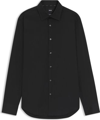 HUGO BOSS BOSS Herren H-JOE-C1-214 Regular-Fit Hemd aus elastischer Baumwoll-Popeline mit b&uuml;gelleichtem Finish Schwarz001 38