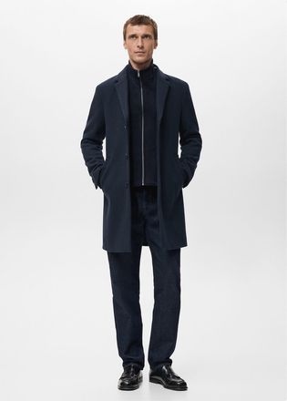 Mango Manteau en laine avec col intérieur détachable bleu marine - Homme - XXL - MANGO MAN