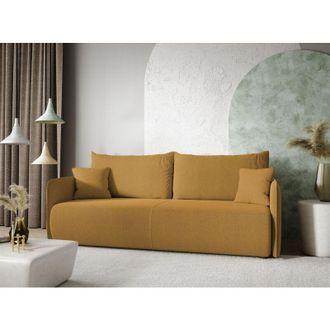 Fun M&ouml;bel Fun Moebel - Sofa 2-Sitzer mit Schlaffunktion calgary Stoff Curio Senfgelb