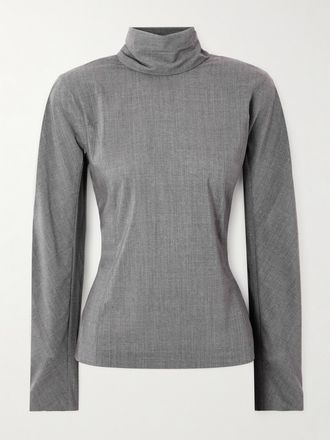 Jacquemus Blouse Dos Ouvert En Crêpe De Laine Mélangée Et À Liens La Blouse Chale - Gris