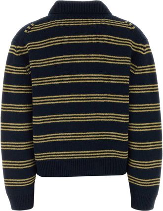 Miu Miu Striped Wool-Blend Cardigan - Navy