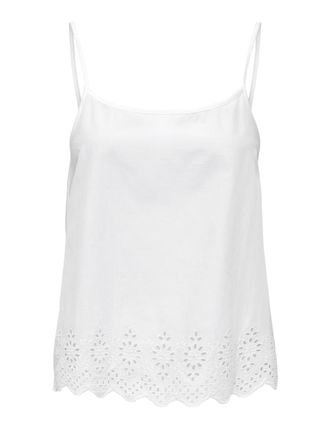 Only Damen Top ONLLOU Life EMB Singlet PTM (DE/NL/SE/PL, Alphanumerisch, XS, Regular, Regular, Bright White)
