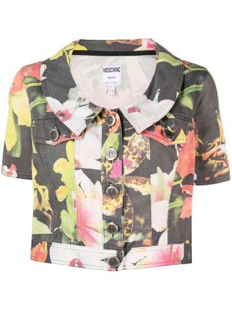 Moschino veste crop à fleurs (2000) - Noir