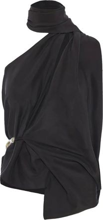 CHRISTOPHER ESBER haut à détail de foulard - Noir